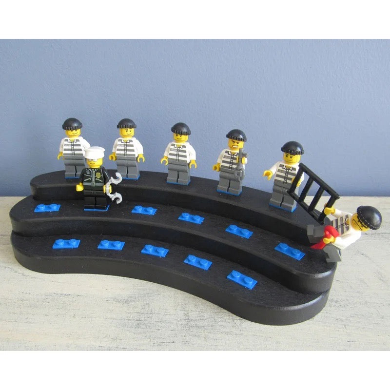 Crescent Display Stand with Blue Bricks – Bricks and Minifigs Huntsville AL
