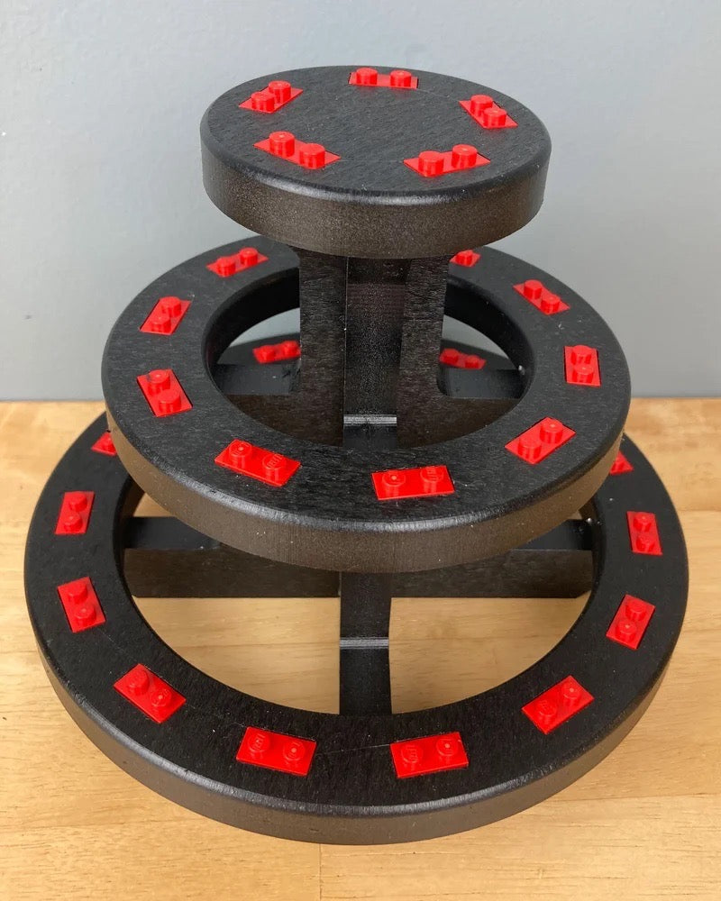 Red Round 3-Tier Display Stand – Bricks and Minifigs Huntsville AL