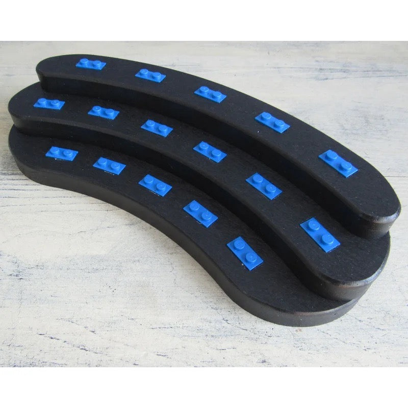 Crescent Display Stand with Blue Bricks – Bricks and Minifigs Huntsville AL